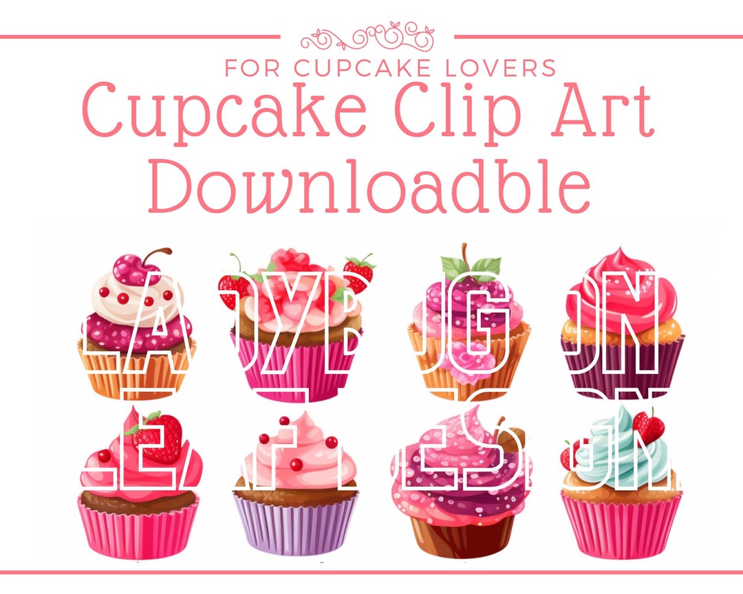Pink Cupcake Clip Art Set, Cupcake Downloadable, Cupcake Printable - 16 ...