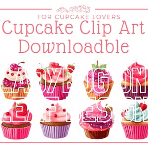 Pink Cupcake Clip Art Set, Cupcake Downloadable, Cupcake Printable - 16 ...