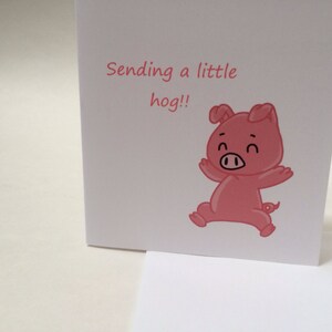 Pig Card, Sending a Little Hog, Pig Card of My Digital Drawing, Pig Pun ...