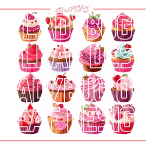 Pink Cupcake Clip Art Set, Cupcake Downloadable, Cupcake Printable - 16 ...