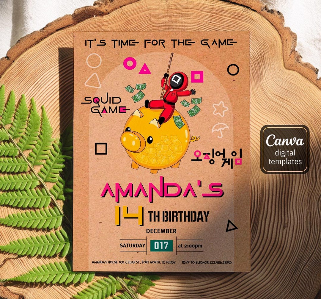 Squid Games Party Invitation, Recruit Card Birthday Invitation ...