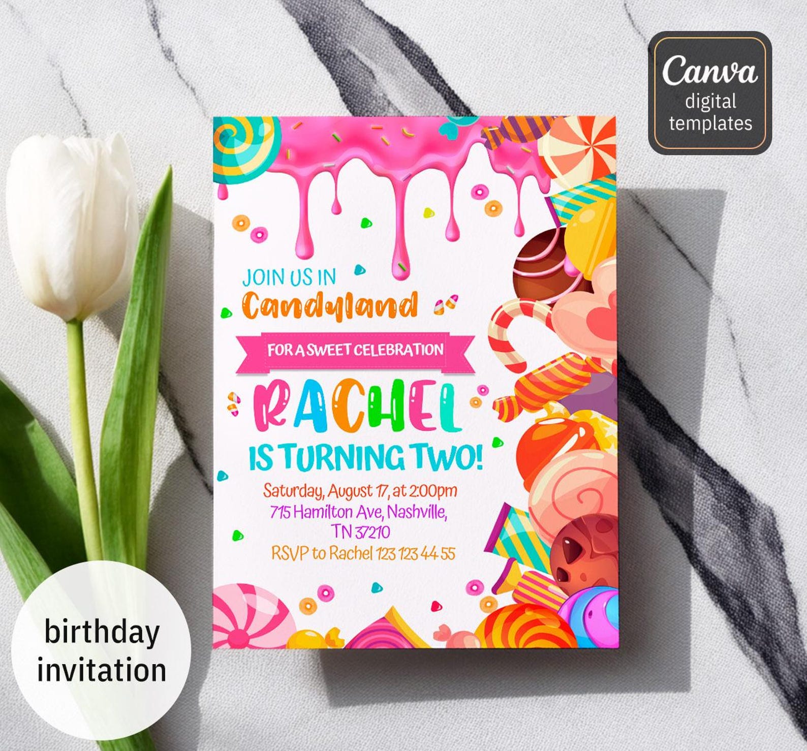 Printable Editable Candy Birthday Invitation, Candyland Invite, Candy ...