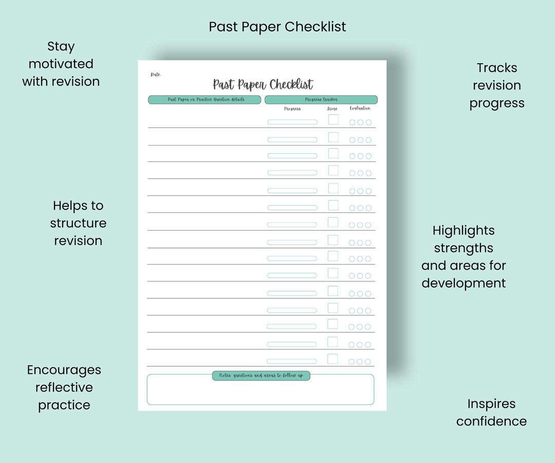Past Paper Checklist | A4 Digital PDF - Etsy