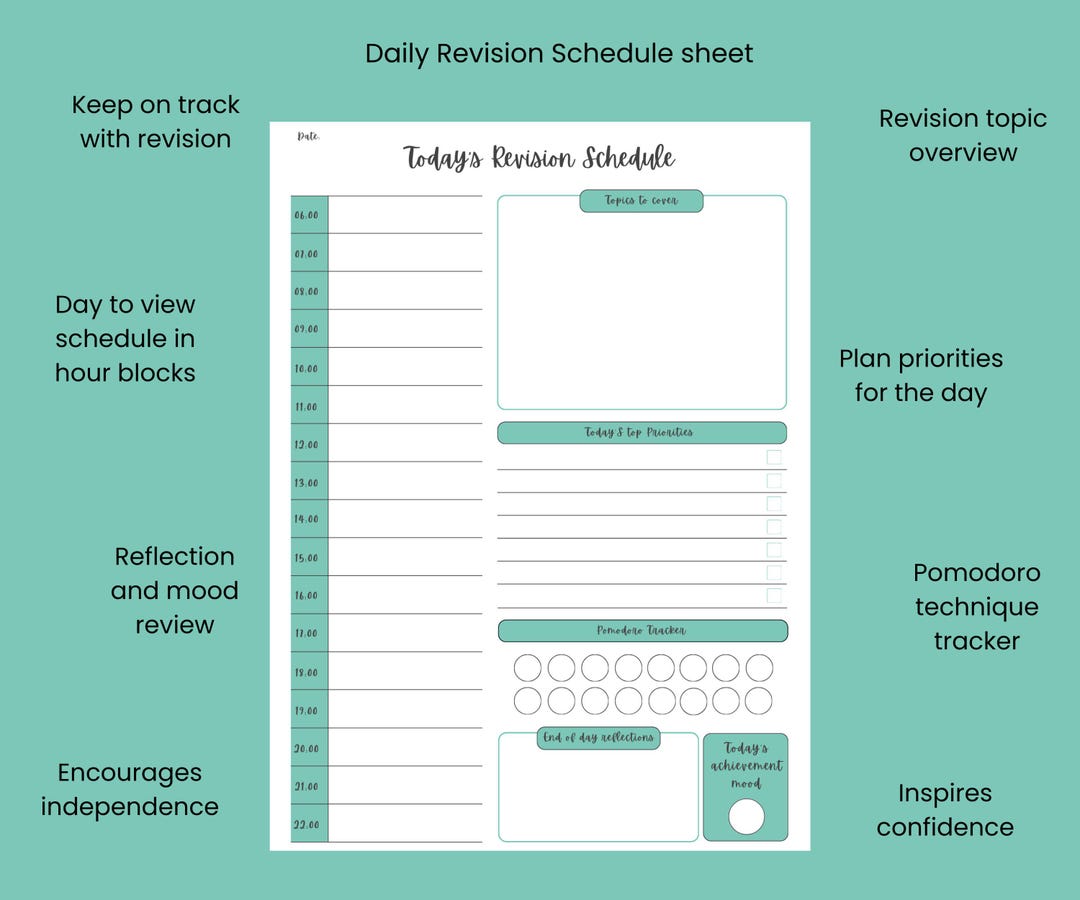 Revision Daily Schedule | A4 Digital PDF - Etsy