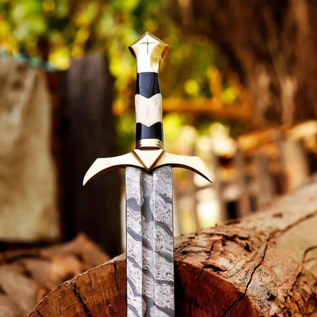 Hand-forged Damascus Steel Fantasy Sword With Custom Sheath, Double ...