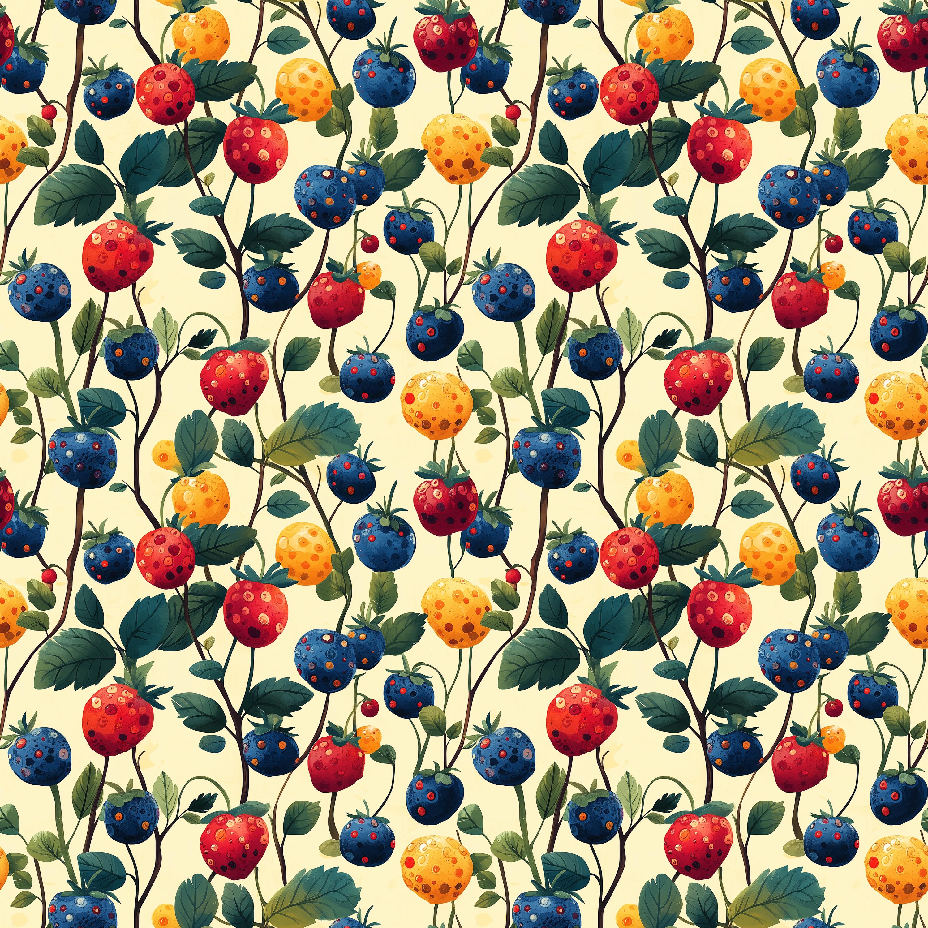 Colorful Berry Seamless Pattern | Strawberry Blueberry Raspberry ...