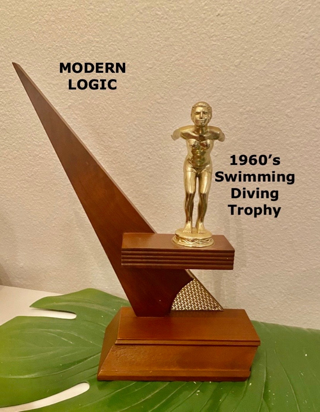 MCM SWIMMING TROPHY 1960s Noble Trophy Diving Trophy Mid Century Trophy ...