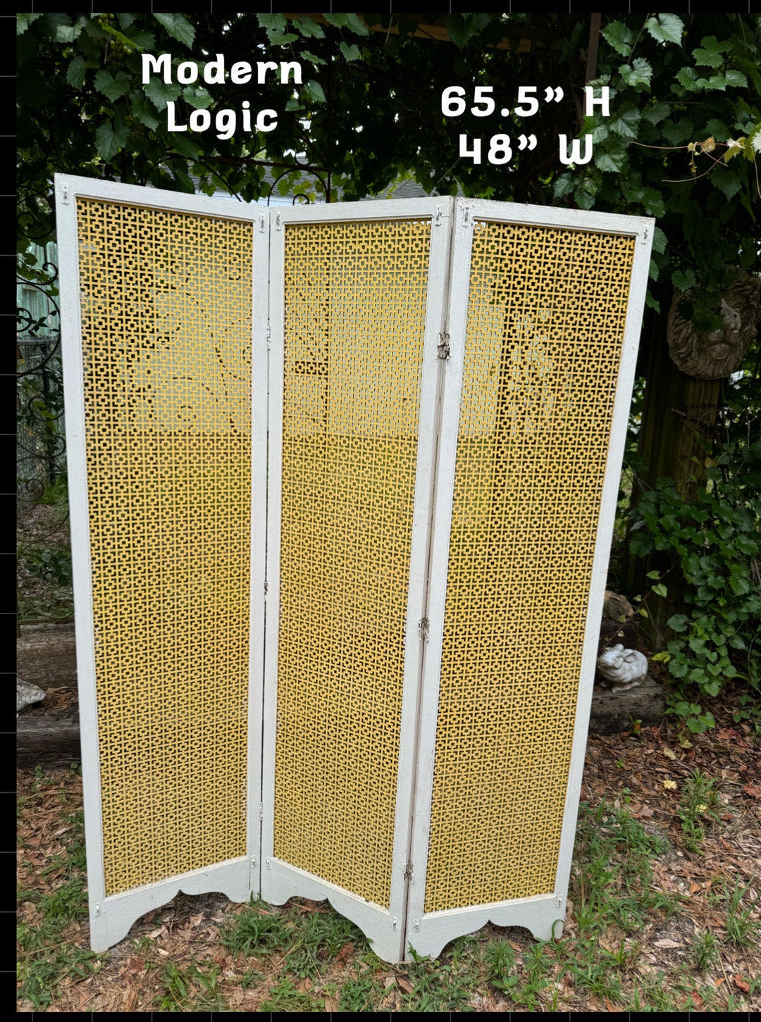 WHITE ROOM SCREEN, White Gold Asian Greek Room Divider, Mid Century ...