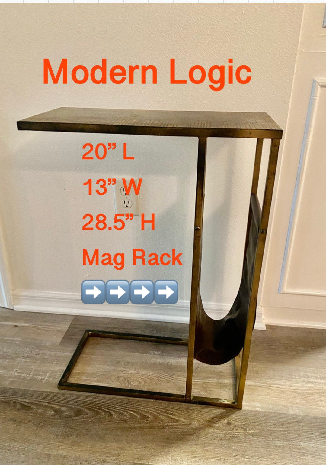 Side Table Burnish Gold Cantilever Table C Table Magazine Rack - Etsy