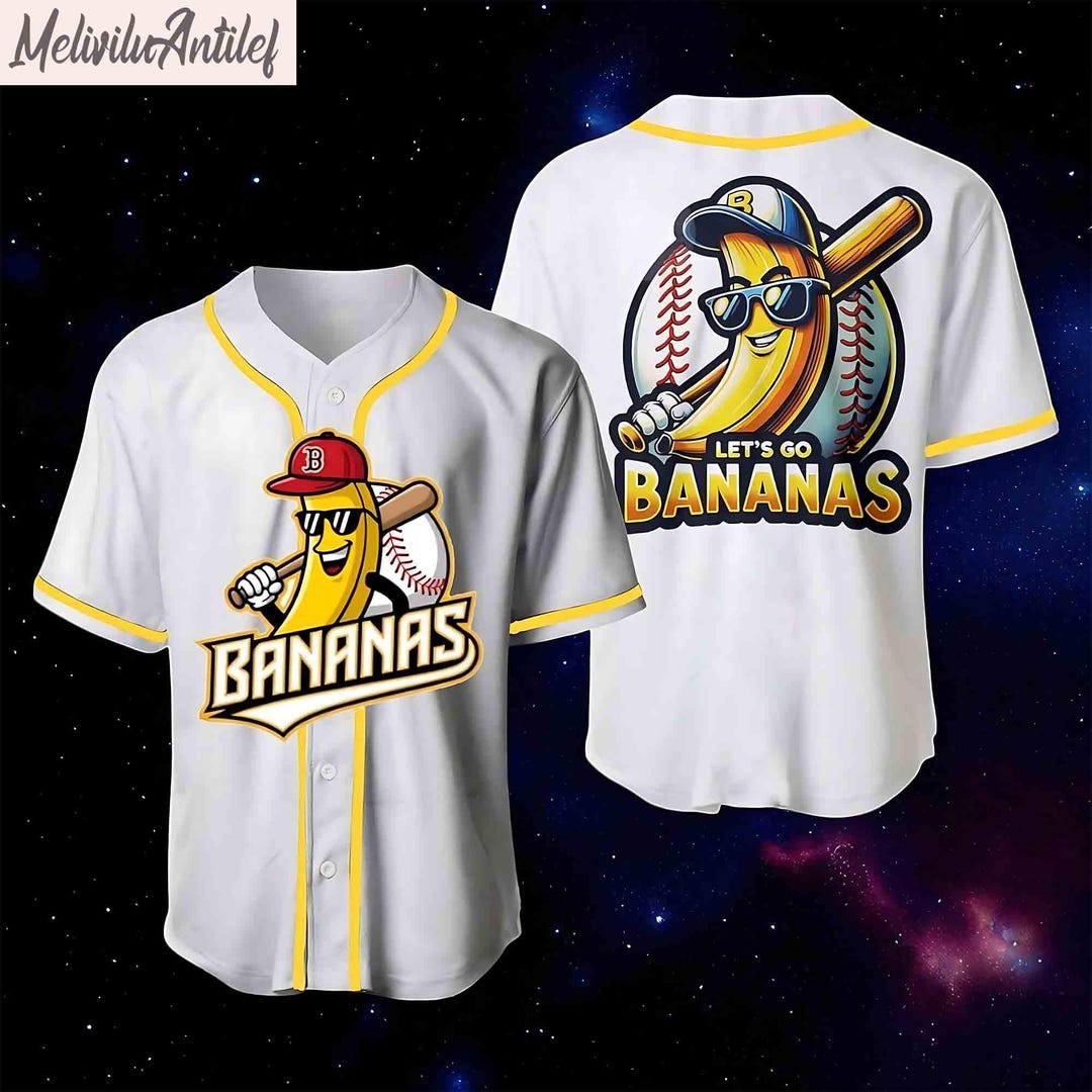 Let’s Go Bananas Baseball Jersey, Funny Banana Shirt for Adults and ...