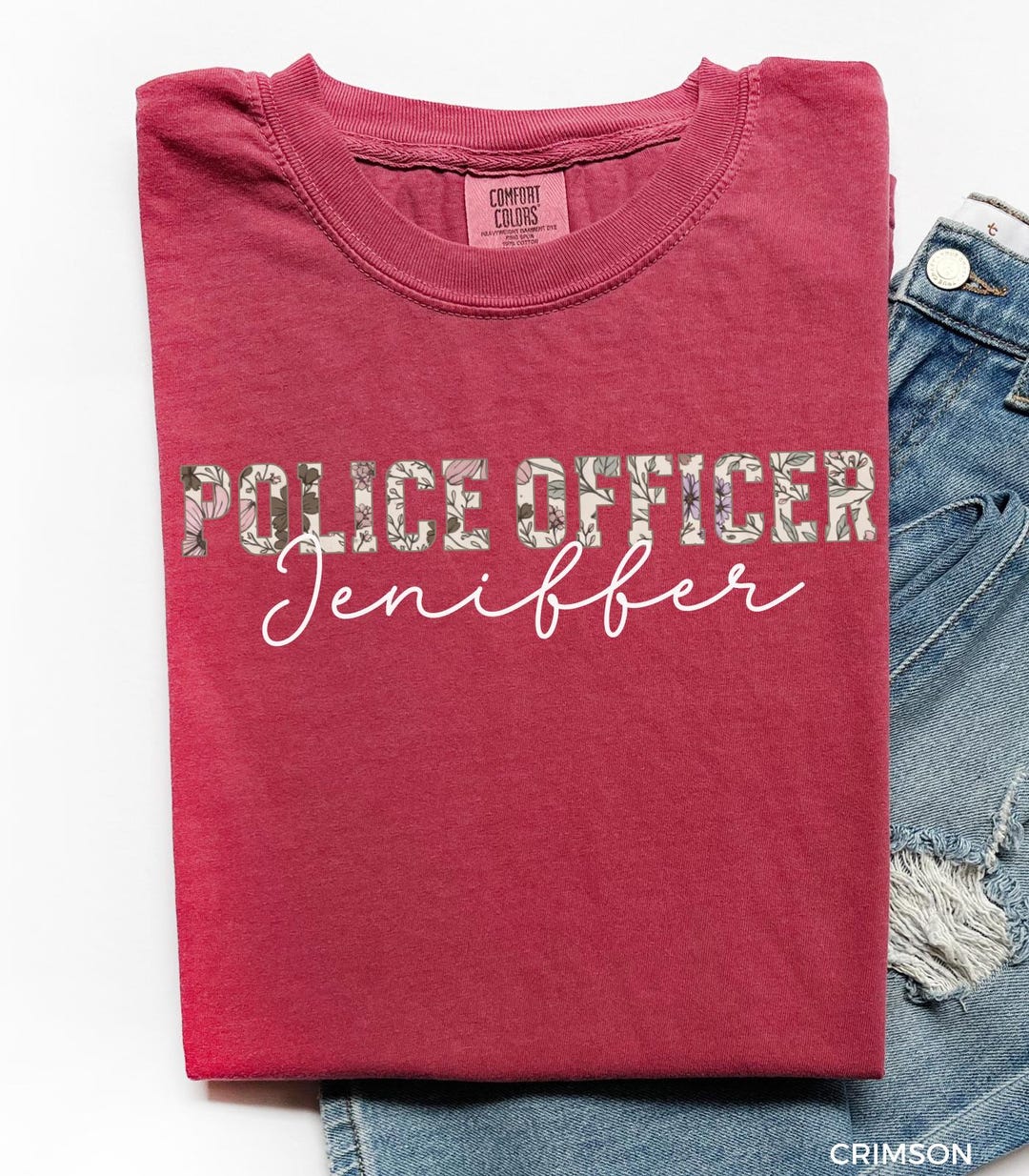 Police Officer Floral Shirt, Custom Name Cop Pullover, Police Wife T ...