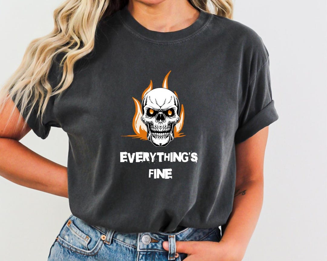 Everything is Fine Skeleton Shirt, Skull Tshirt, Oversized Vintage ...