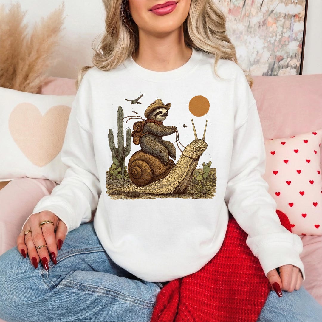 Cowboy Sloth Shirt, Western Snail Sweatshirt, Vintage Cowboy Hoodie ...
