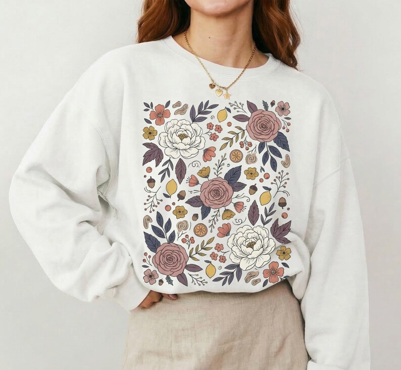 Cottagecore Floral Botanical Vintage Rose Peony Lemon Garden Shirt ...