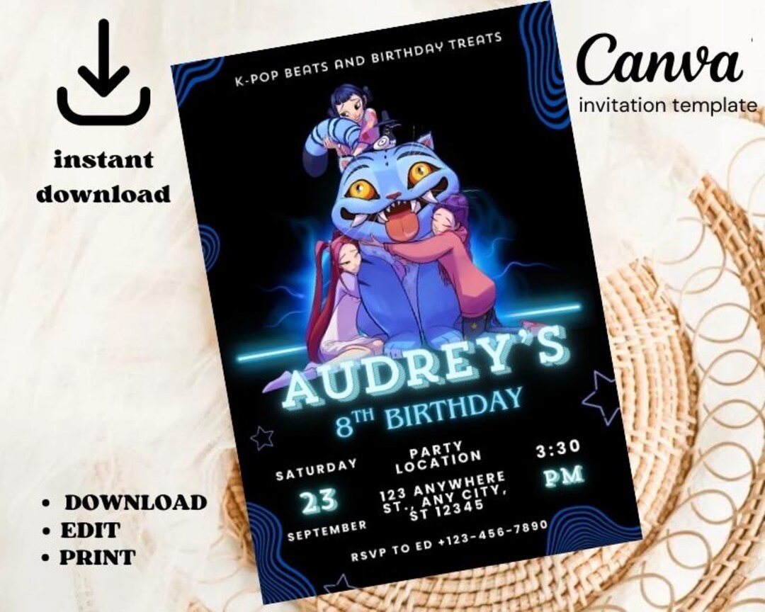 Derpy the Tiger Inspired Birthday Invitation | K-pop Demon Hunters ...