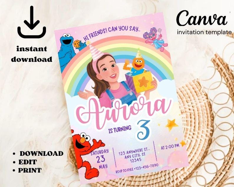 Ms Rachel and Sesame Street Invitation, Ms Rachel Birthday Invitation ...