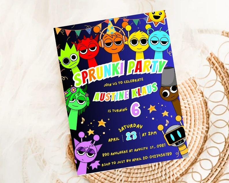 Sprunki Birthday Party Invitation Template: Editable Canva Design ...