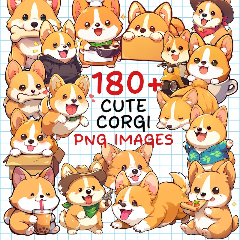 Kawaii Corgi Clipart - Etsy