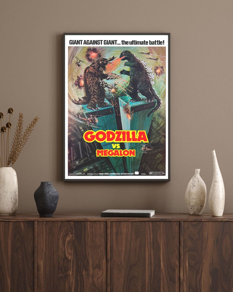 Godzilla Vs Megalon 1973 Restored Movie Poster - 1970s Toho Film Print ...