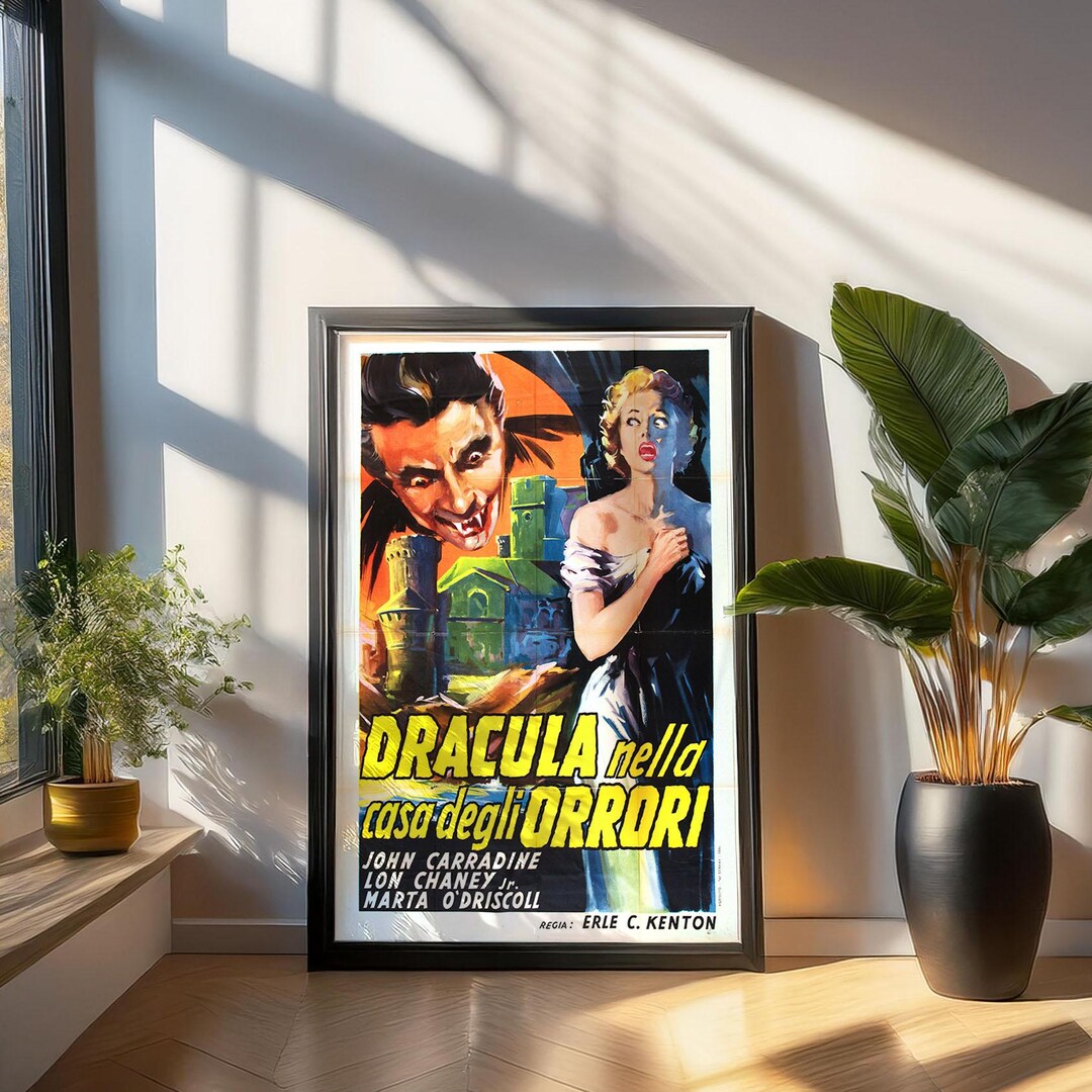 Vintage 'house of Dracula' Italian Horror Restored Movie Poster ...
