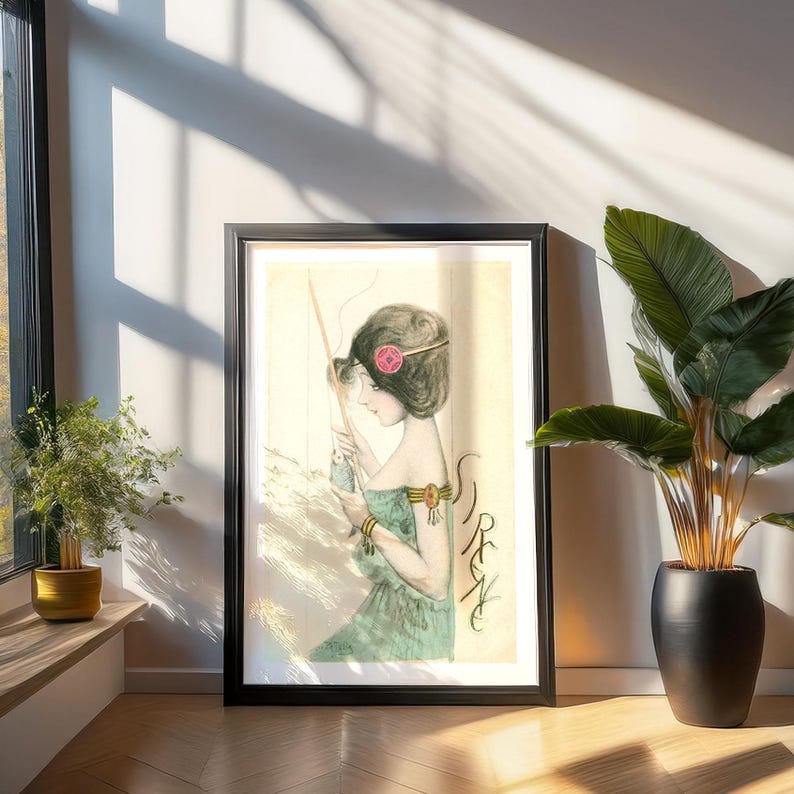 Art Nouveau Woman Restored Poster: Vintage French Fashion Illustration ...