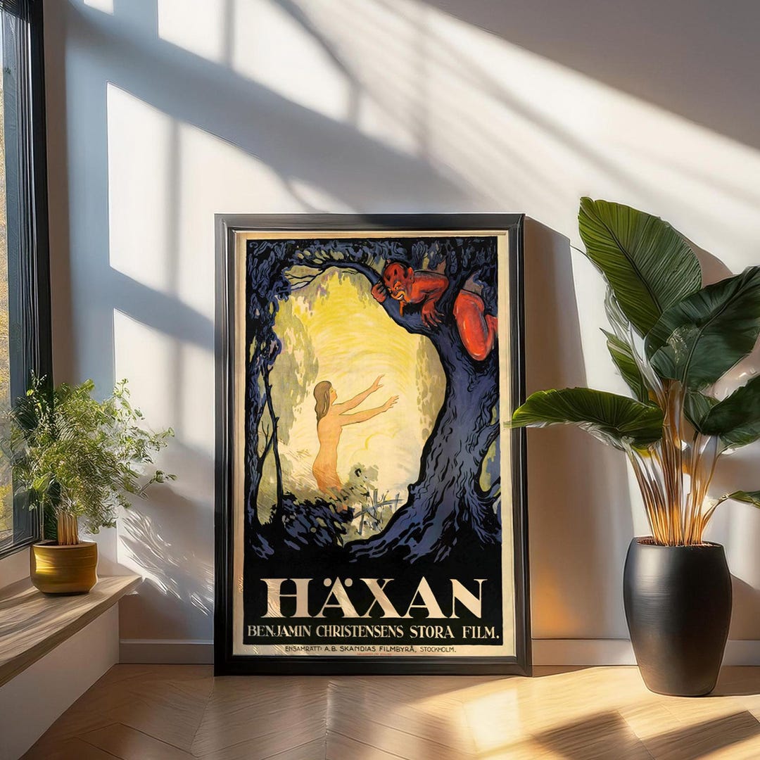 Häxan 1920s Horror Film Poster: Vintage Witchcraft Silent Movie Wall ...