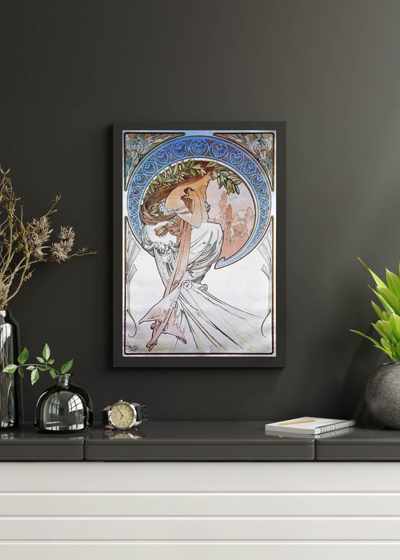 Alphonse Mucha La Poesie Art Nouveau Restored Poster Print: Vintage ...