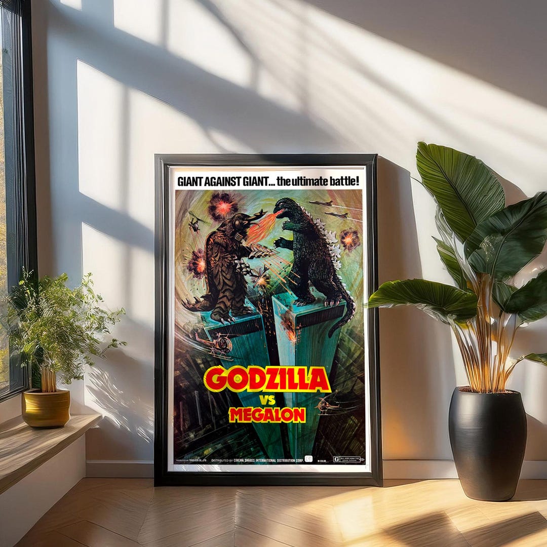 Godzilla Vs Megalon 1973 Restored Movie Poster - 1970s Toho Film Print ...