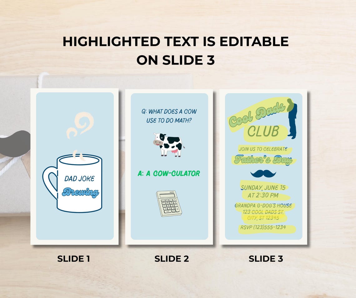 Funny Father's Day Invitation Cool Dads Club Digital Animated Invite ...