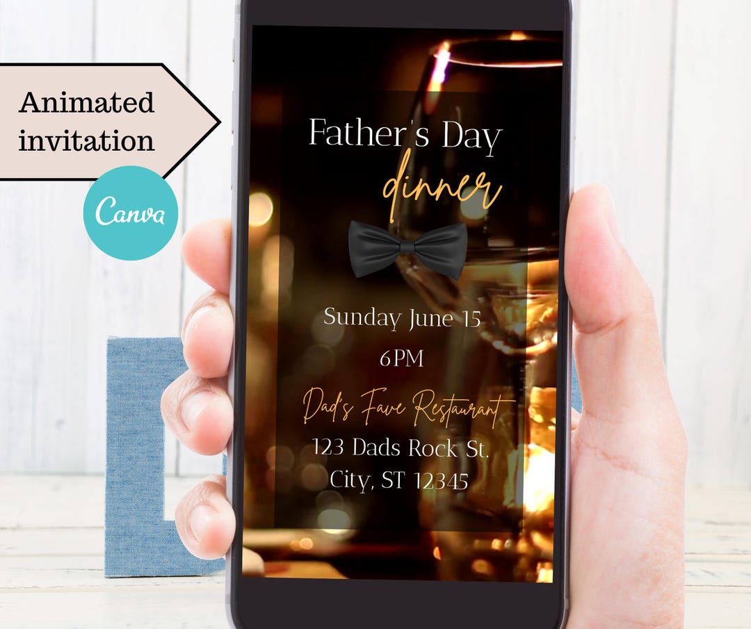 Editable Father's Day Dinner Invitation Bow Tie Father's Day ...
