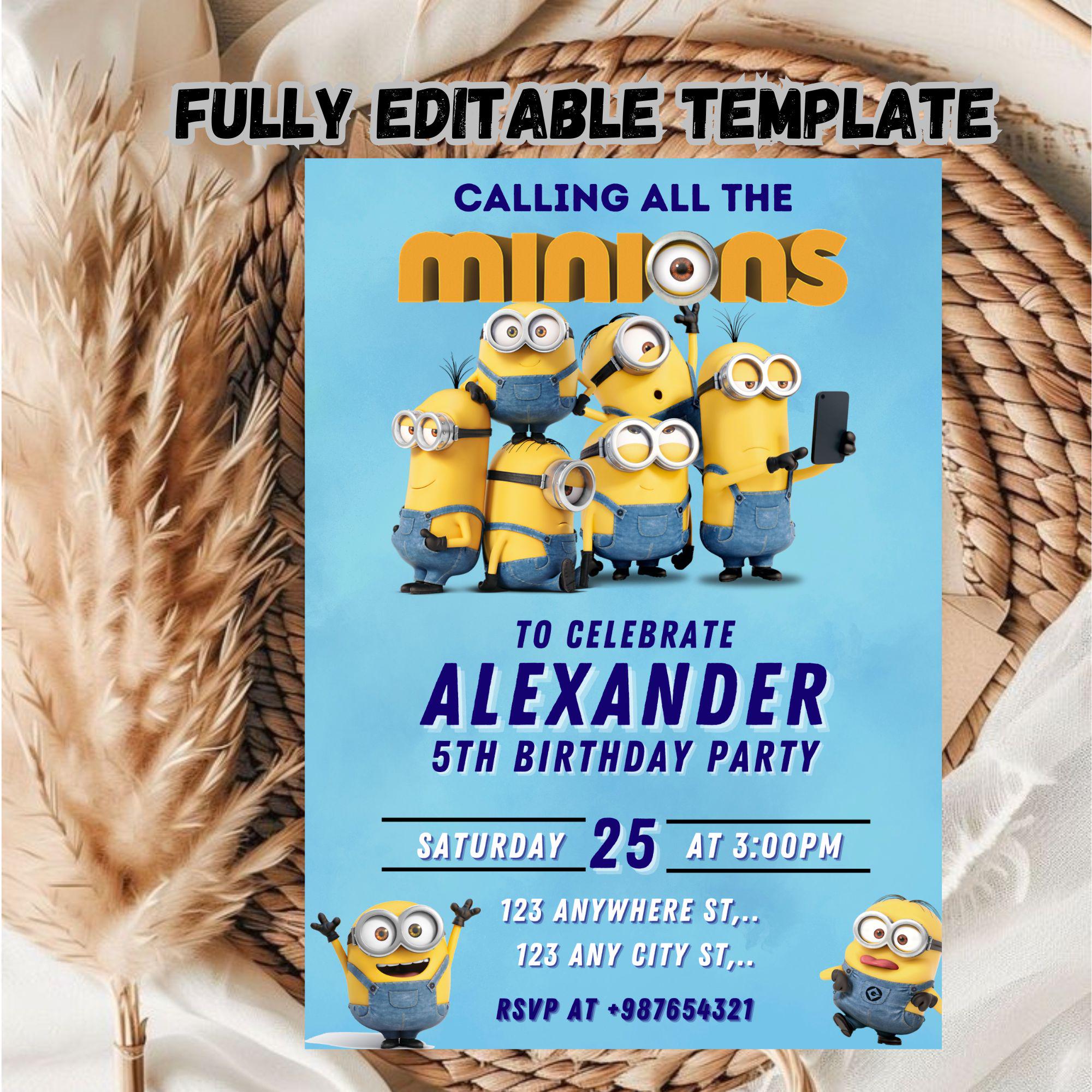 Editable Minions Birthday Invitation Template / Minions Birthday ...