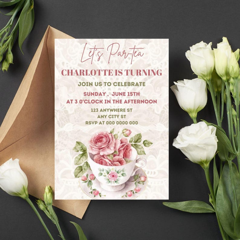 Editable Tea Party Invitation Template / Tea Party Invitation Template ...