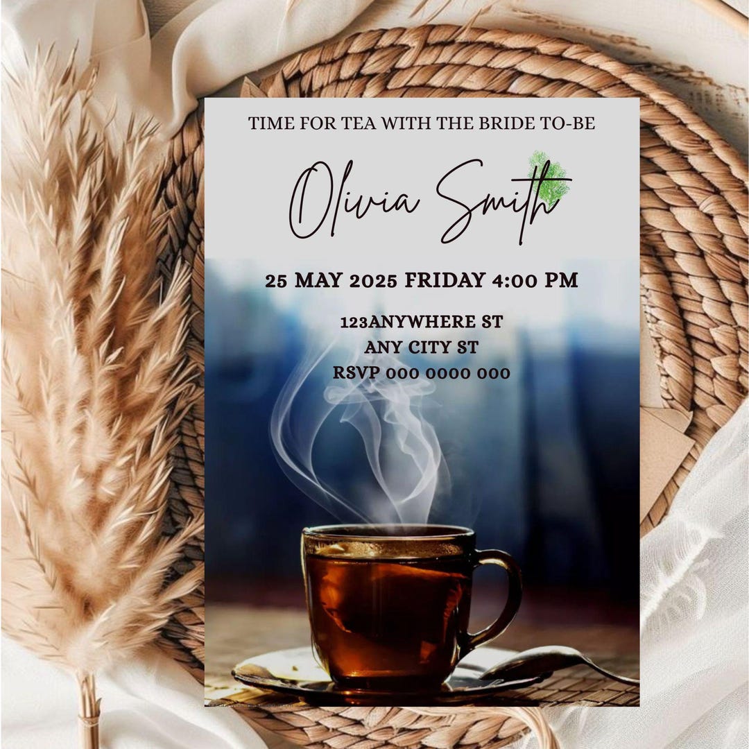 Editable Afternoon Tea Birthday Invitation, Printable Floral Hi Tea ...