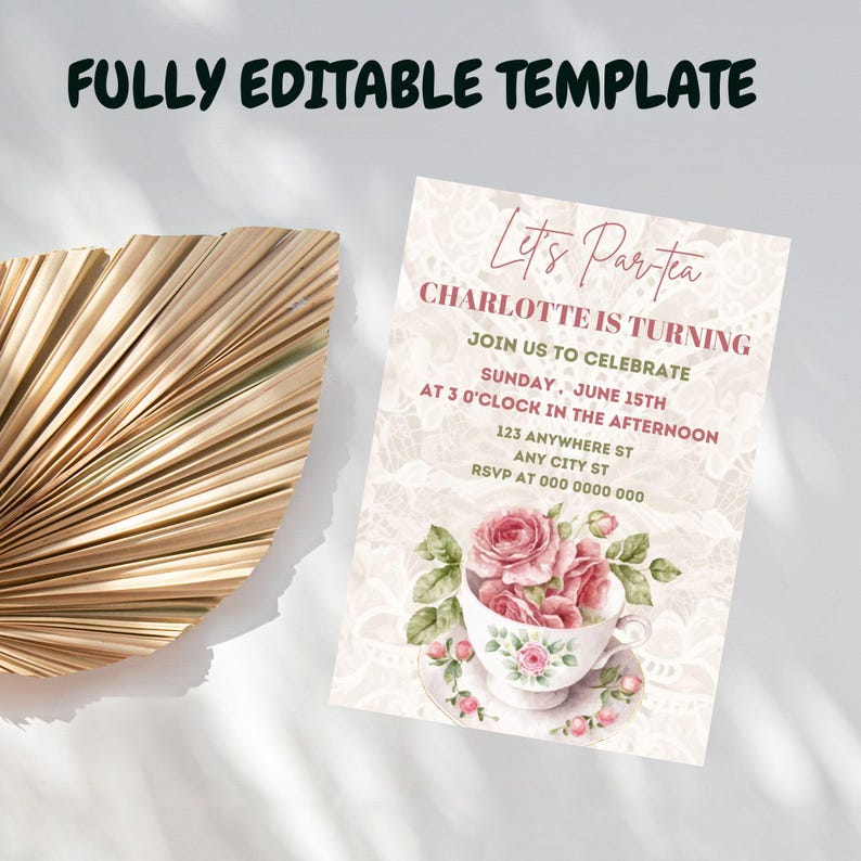 Editable Tea Party Invitation Template / Tea Party Invitation Template ...