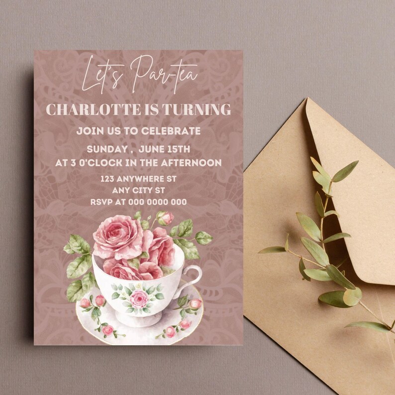 Editable Tea Party Invitation Template / Tea Party Invitation Template ...
