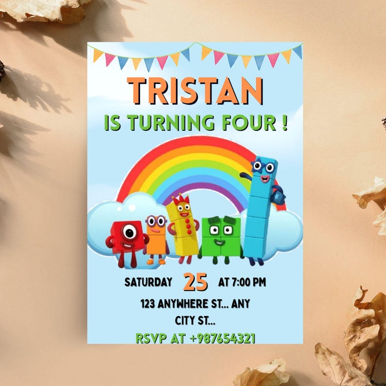Numberblocks Birthday Party Invitation Template, Editable Canva Design ...