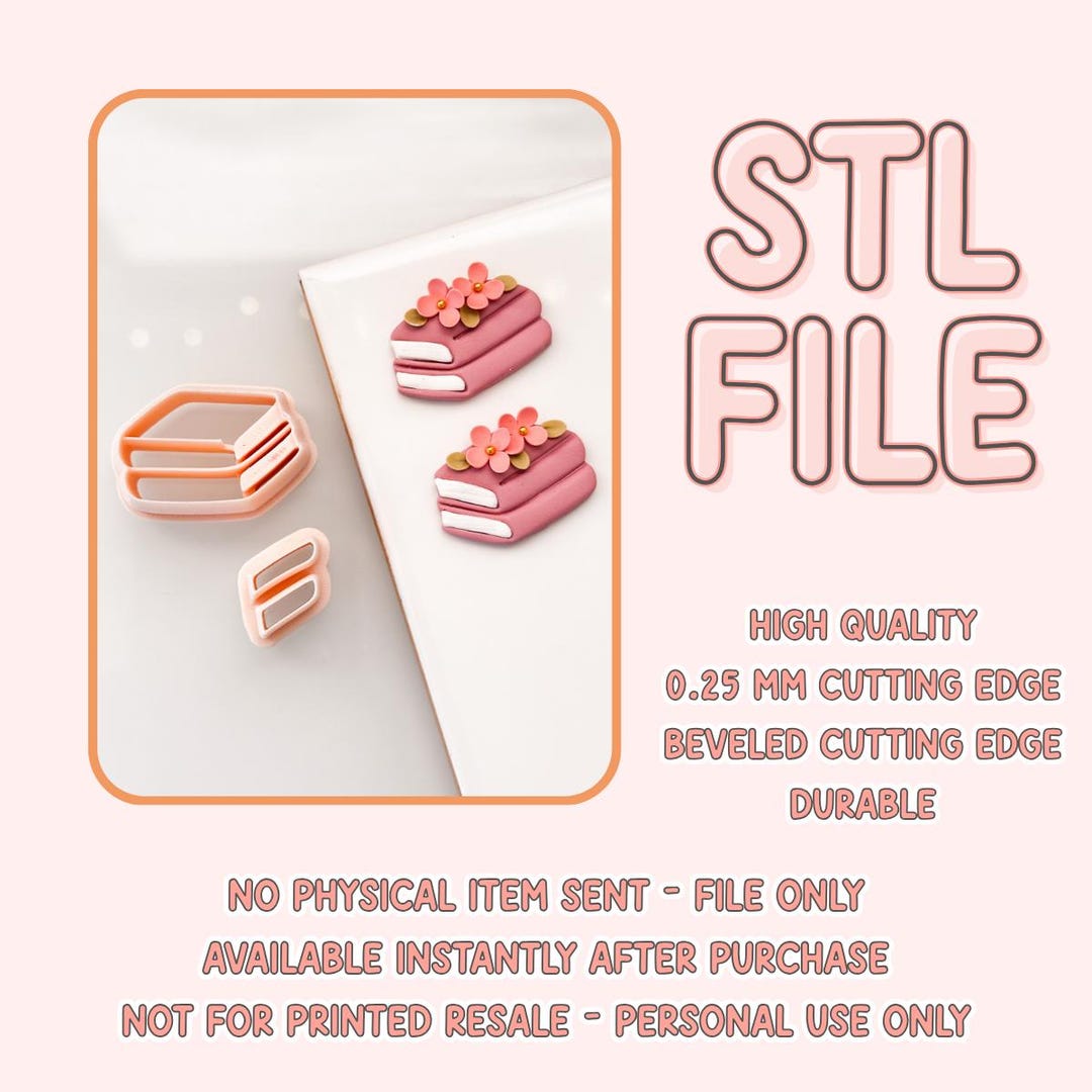 Short Book Stacks STL Clay Cutter Digital File - Etsy