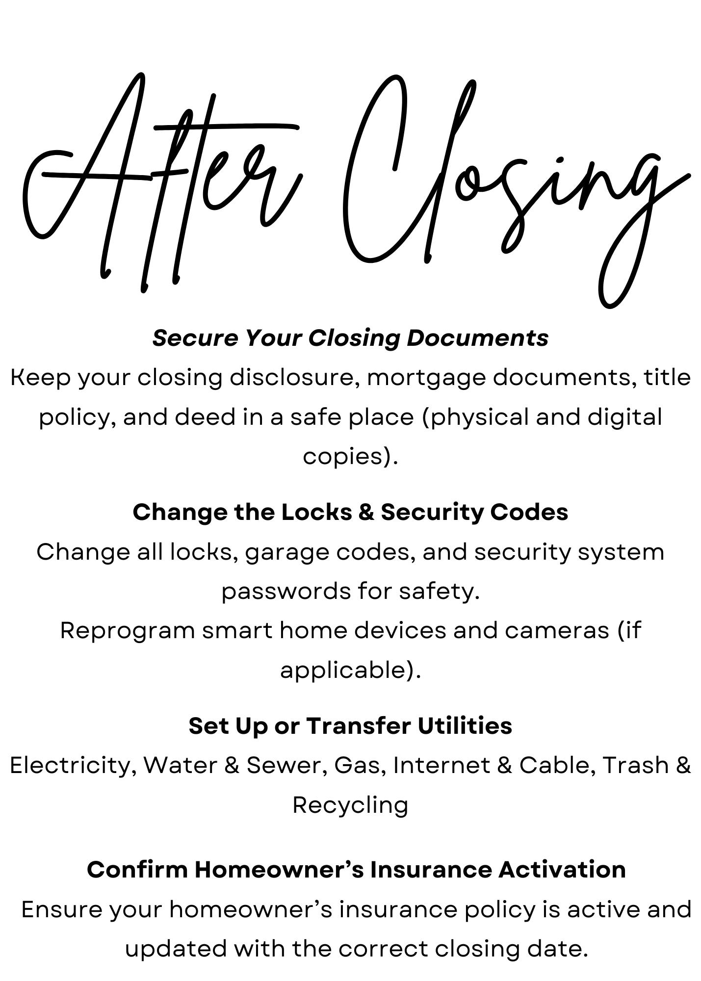 Real Estate Closing Checklist | Printable Homebuyer Guide for Smooth ...