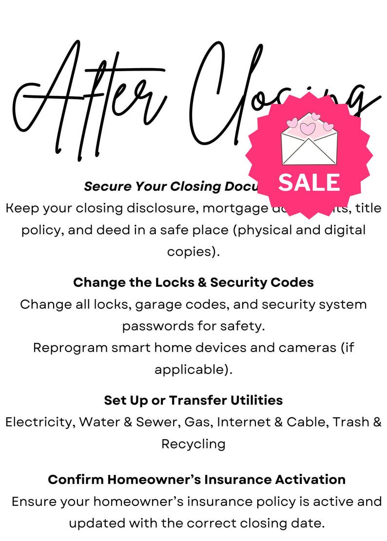 Real Estate Closing Checklist | Printable Homebuyer Guide for Smooth ...