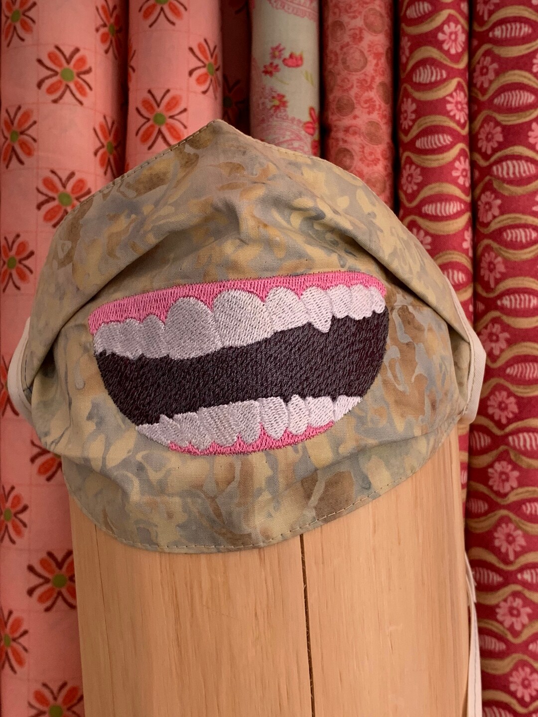 Cheeky Big Mouth With Teeth Laughing Embroidered Adult Face Mask ...