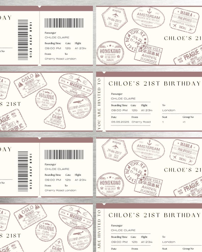 Editable Plane Boarding Pass | Plane Ticket Invite Editable | Party ...