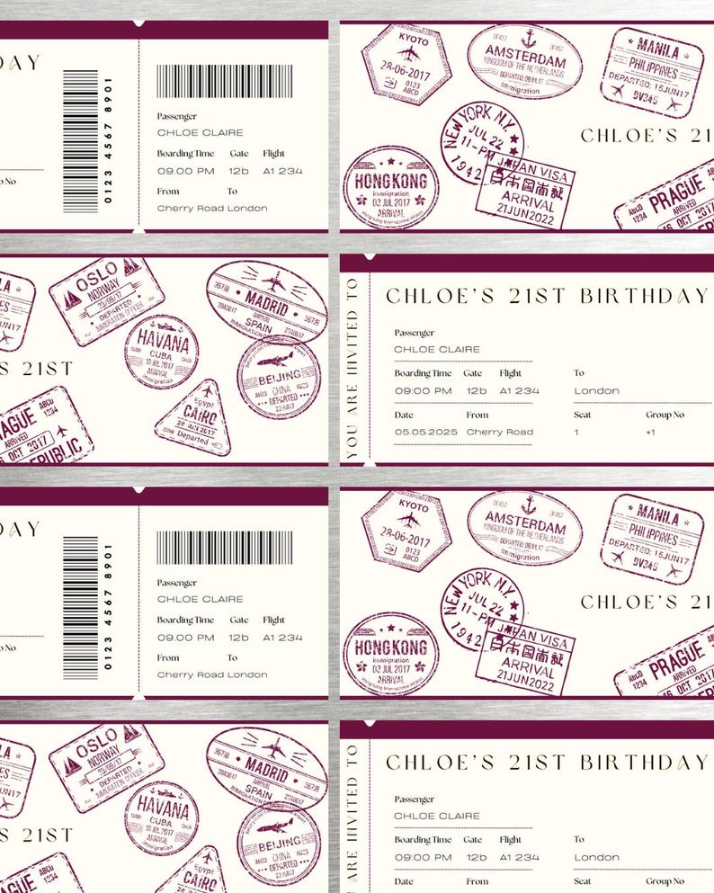 Editable Plane Boarding Pass | Plane Ticket Invite Editable | Party ...