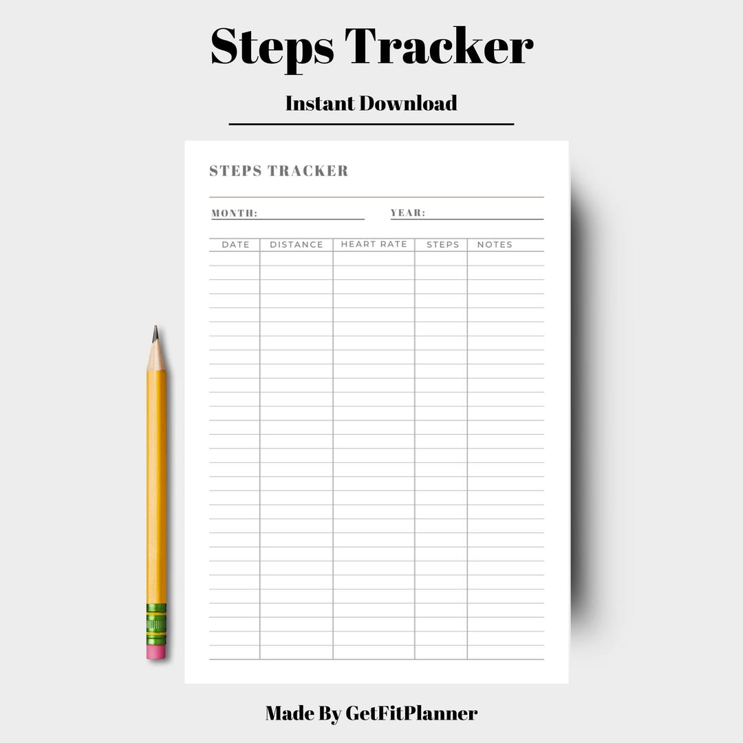 Printable Steps Tracker, Template, Steps Tracker, DIN A4,DIN A5 ...