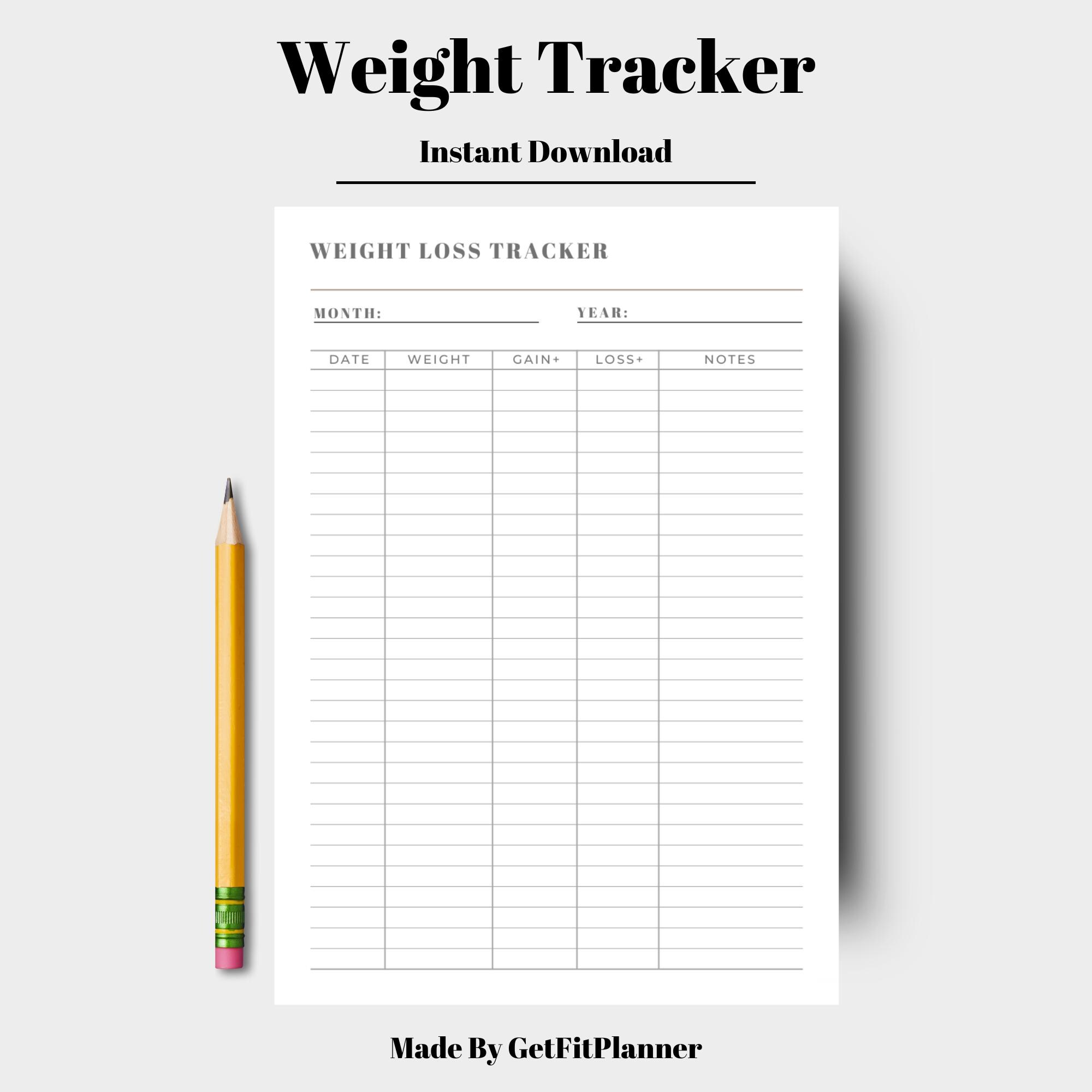Printable Weight Tracker, Template, Weight Tracker, Printable Weight ...