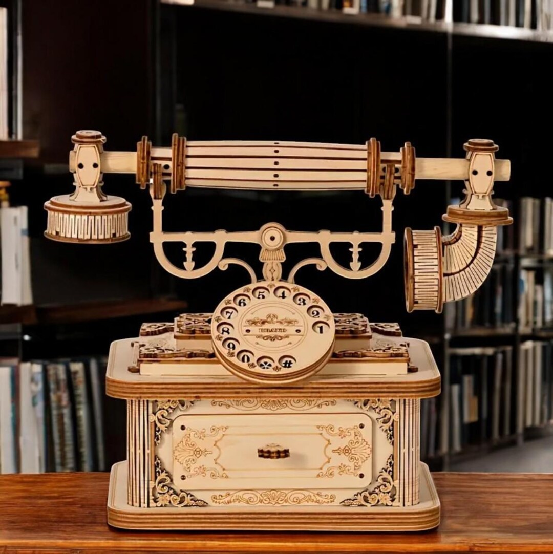 3D Puzzle Wooden Phone - DIY Vintage Phone Model Kit - Handmade Classic ...