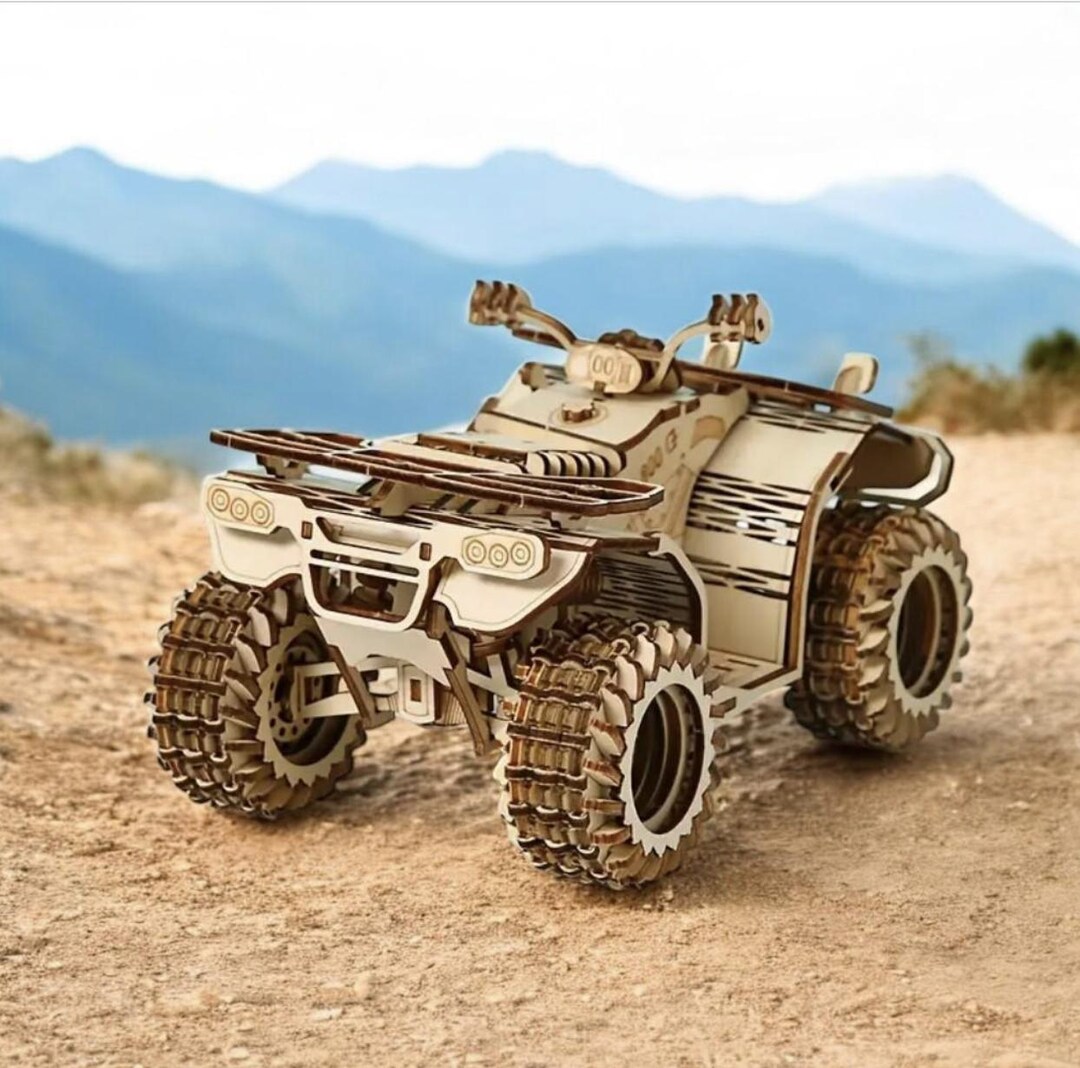 3D Puzzle Wooden Quad Bike - DIY Off-road ATV Model Kit - Handmade All ...