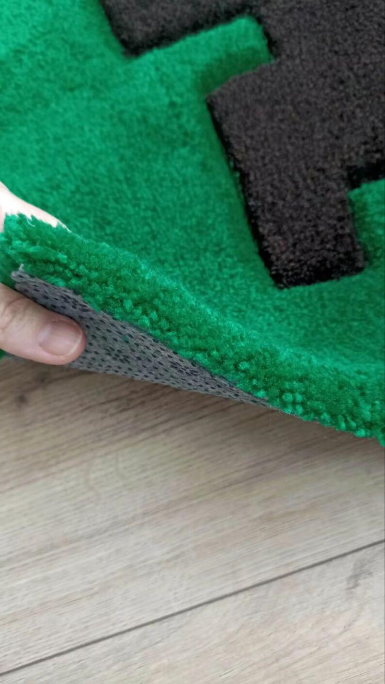 Minecraft Creeper Face Rug – Tufted Handmade Kids Carpet – Gaming Room ...