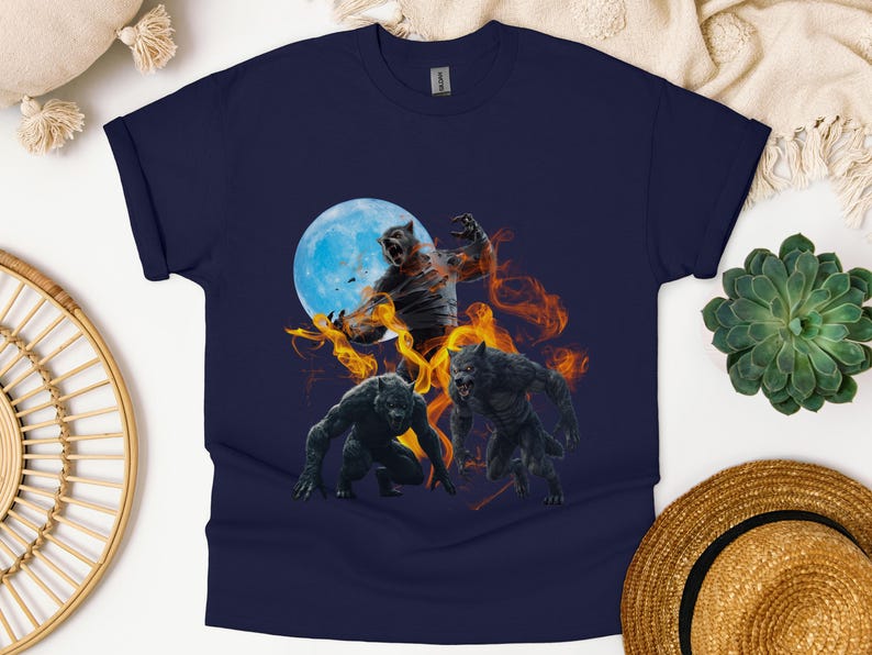 Flaming Werewolf Pack Tee: Novelty Lunar Transformation Gift - Etsy
