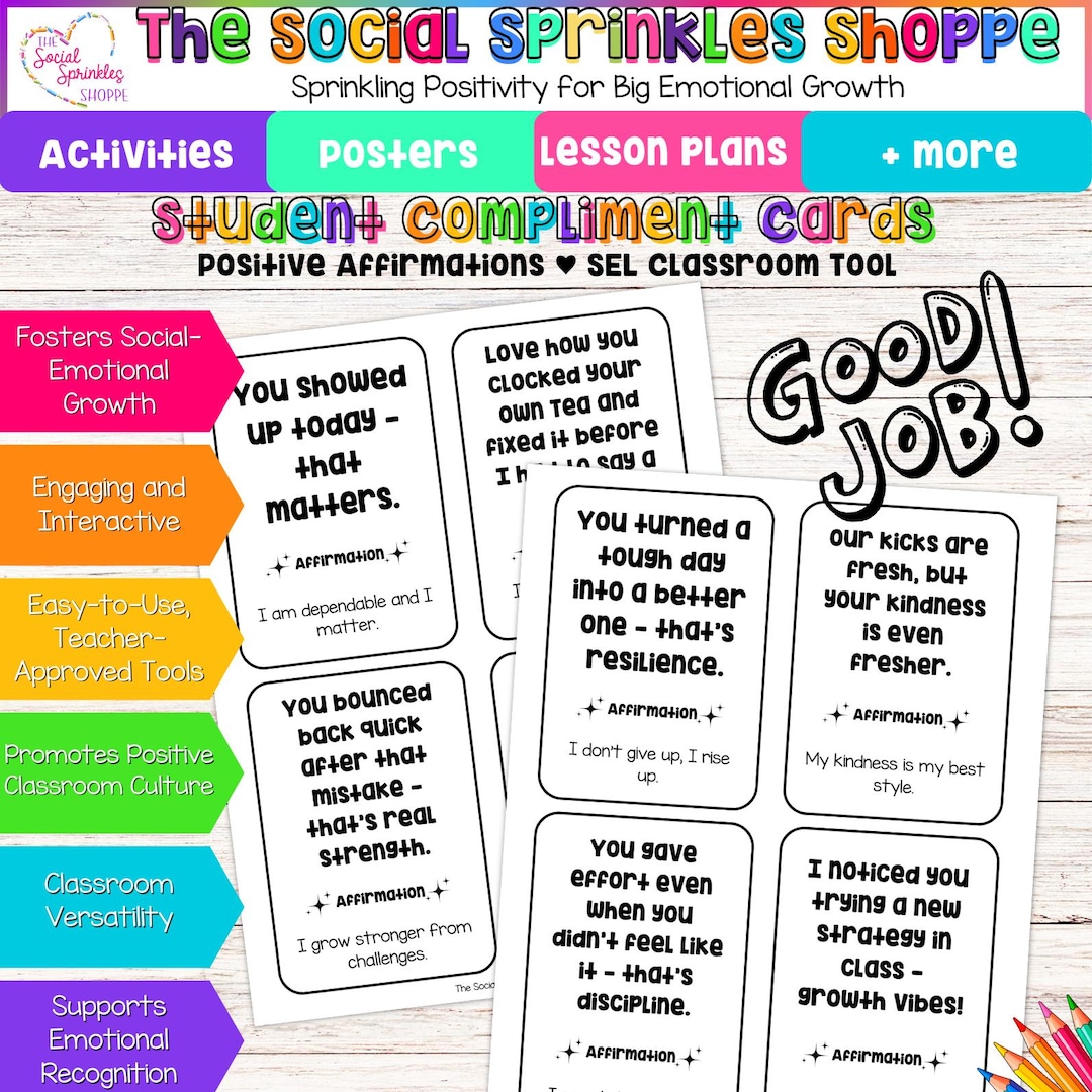 Student Compliment Cards | Positive Affirmations | SEL Classroom ...