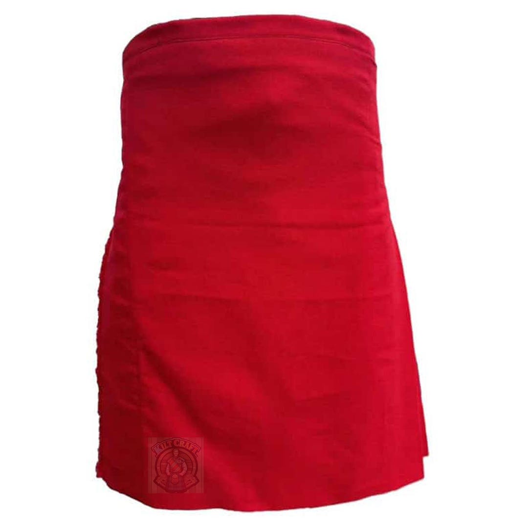 Solid Red Tartan Kilt: 8-yard Scottish Highland Dress, Adjustable Waist ...